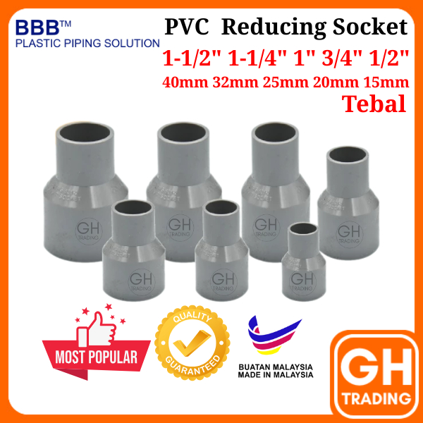 PVC Fitting Reducing Socket Reducer 1/2" 3/4" 1" 1-1/4" 1-1/2" 15mm ...