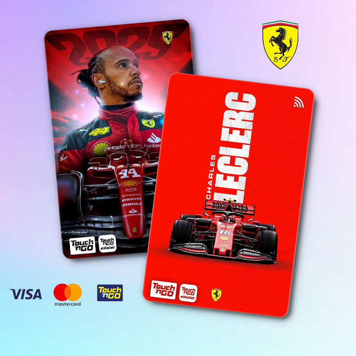 FERRARI TNG F1 CHARLES LECLERC LEWIS HAMILTON - TOUCH N GO STICKER CARD ...