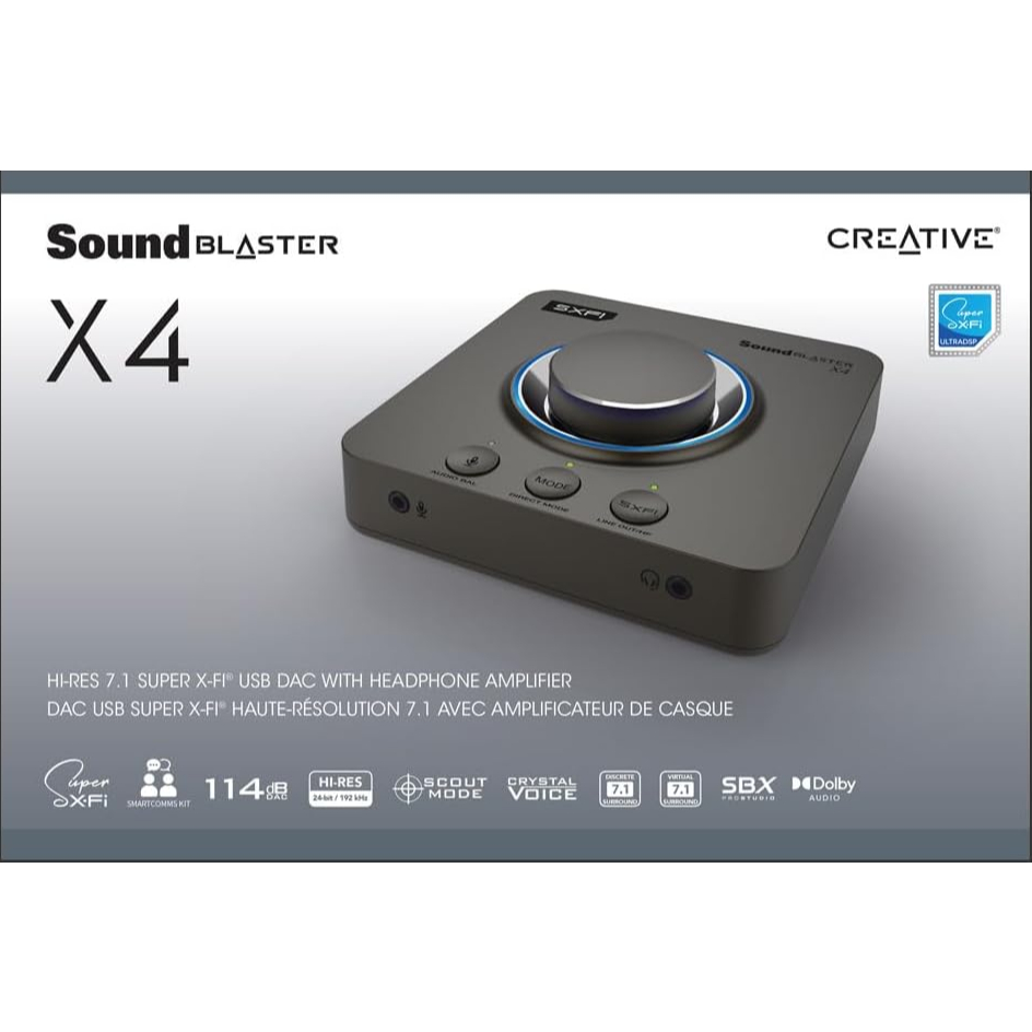 CREATIVE Sound Blaster X4 Hi-res 7.1 External USB DAC and Amp Sound ...