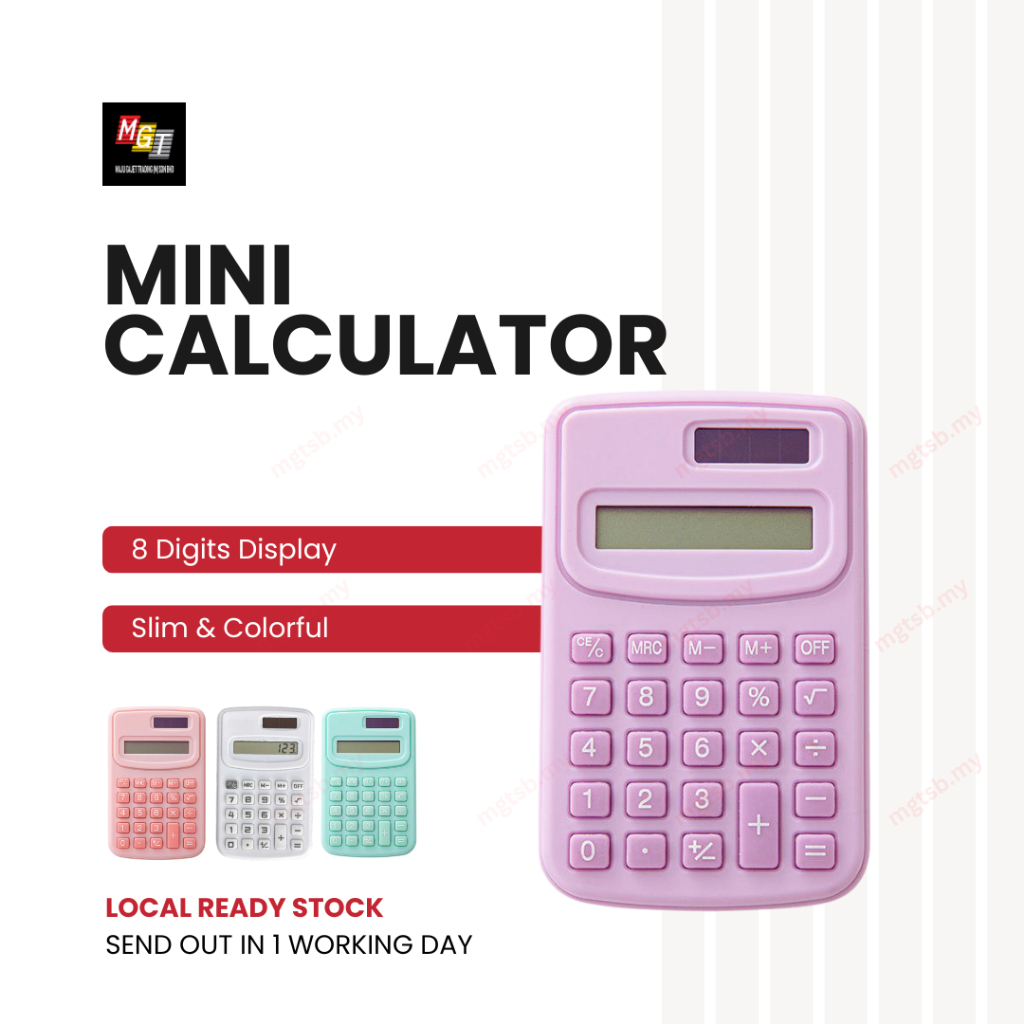 Mini Calculator Portable Kalkulator 8 Digit Cute Stationery Pink Office ...