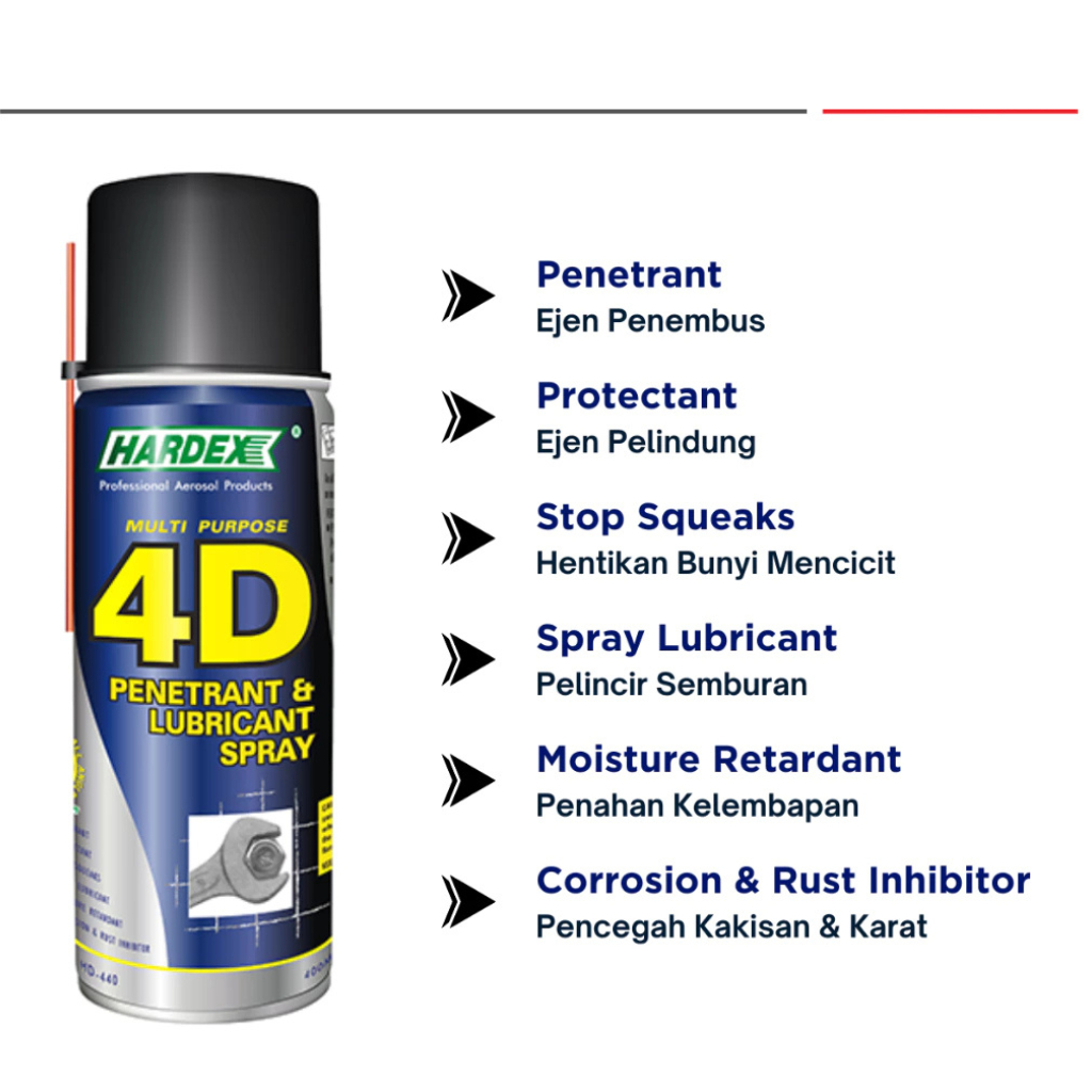 Hardex 4D Penetrant & Lubricant Spray | Anti-Rust, Stop Squeaks, Multi ...