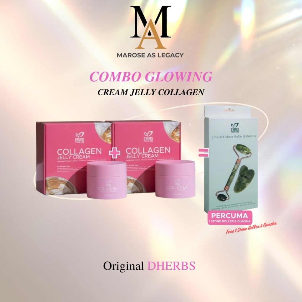 DHERBS COMBO GLOWING(JELLY CREAM COLLAGEN)wajah moist tegang guasha ...