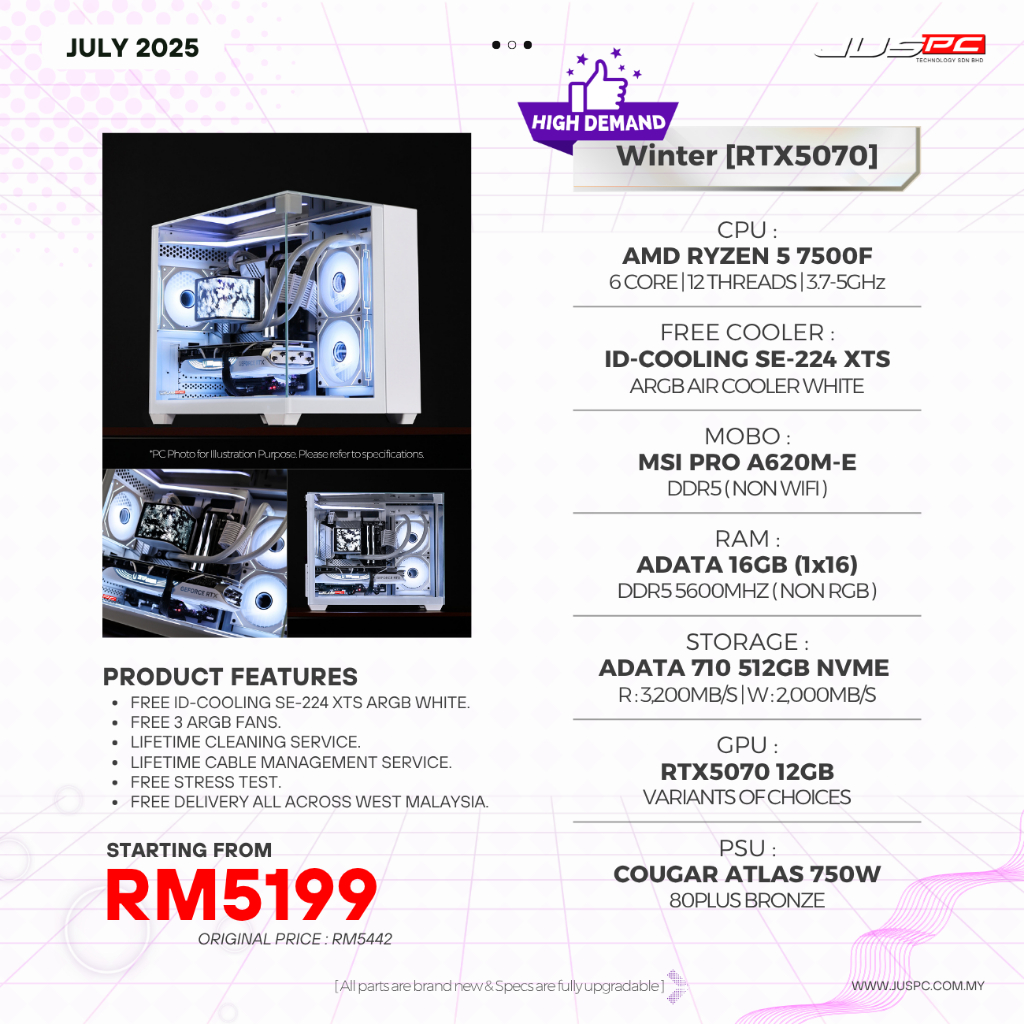 Winter Gaming PC (Amd ryzen 5 7500F / RTX 5070) | Shopee Malaysia