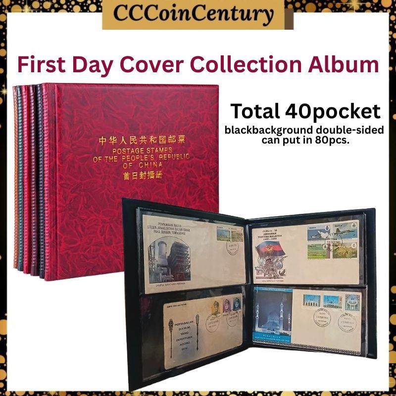 40pocket First Day Cover Collection Album Violet -can fit in 80pcs ...