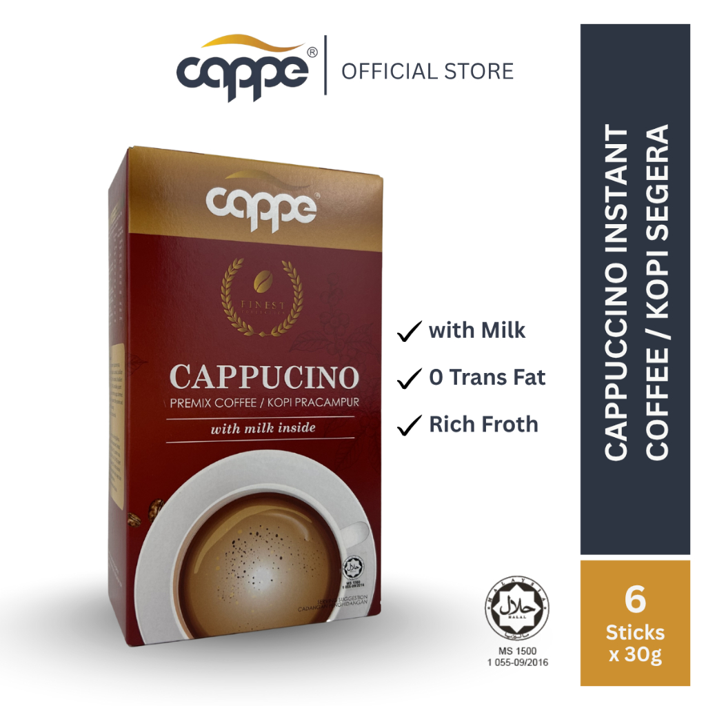 CAPPE CAPPUCCINO [6 x 30g] Kopi Segera Dengan Susu | Smooth & Creamy ...