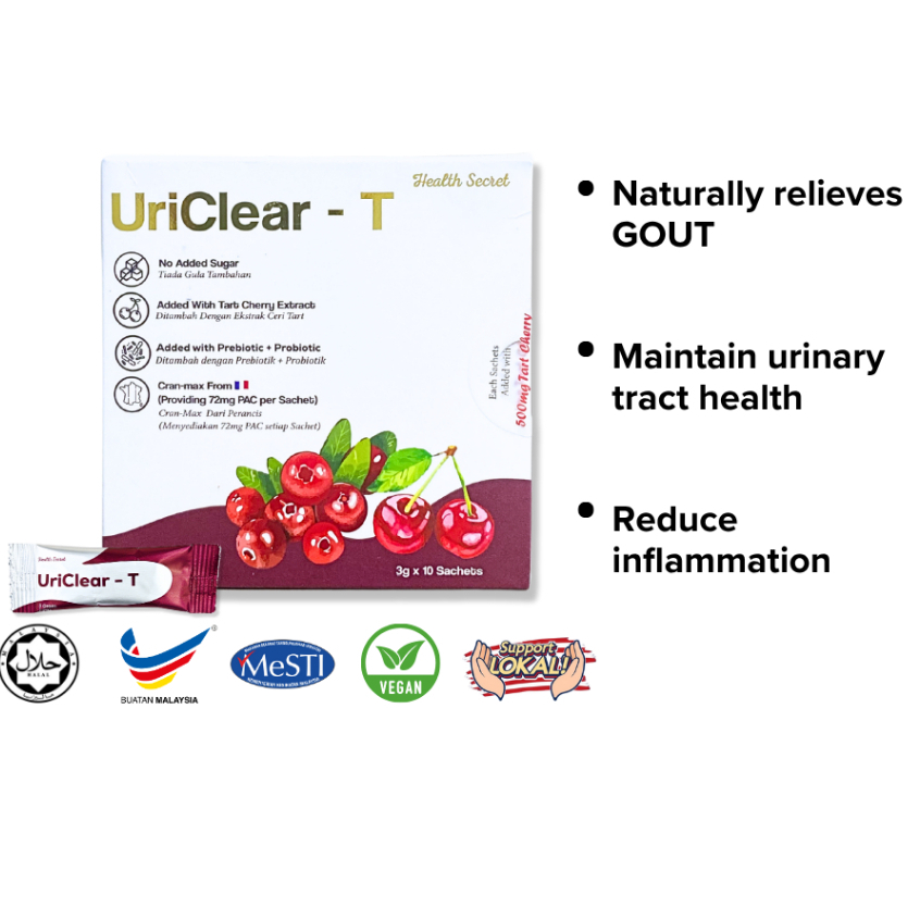 HEALTH SECRET UriClear-T Cranberry Tart Cherry For Gout & Urinary ...