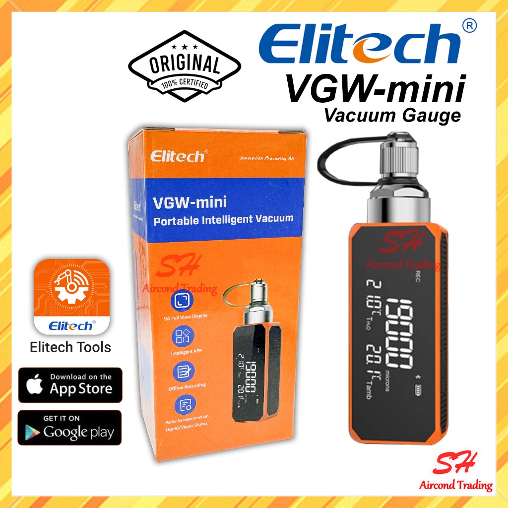 ELITECH VGW-mini Vacuum Gauge Wireless Digital Vacuum Gauge for Vacuum ...