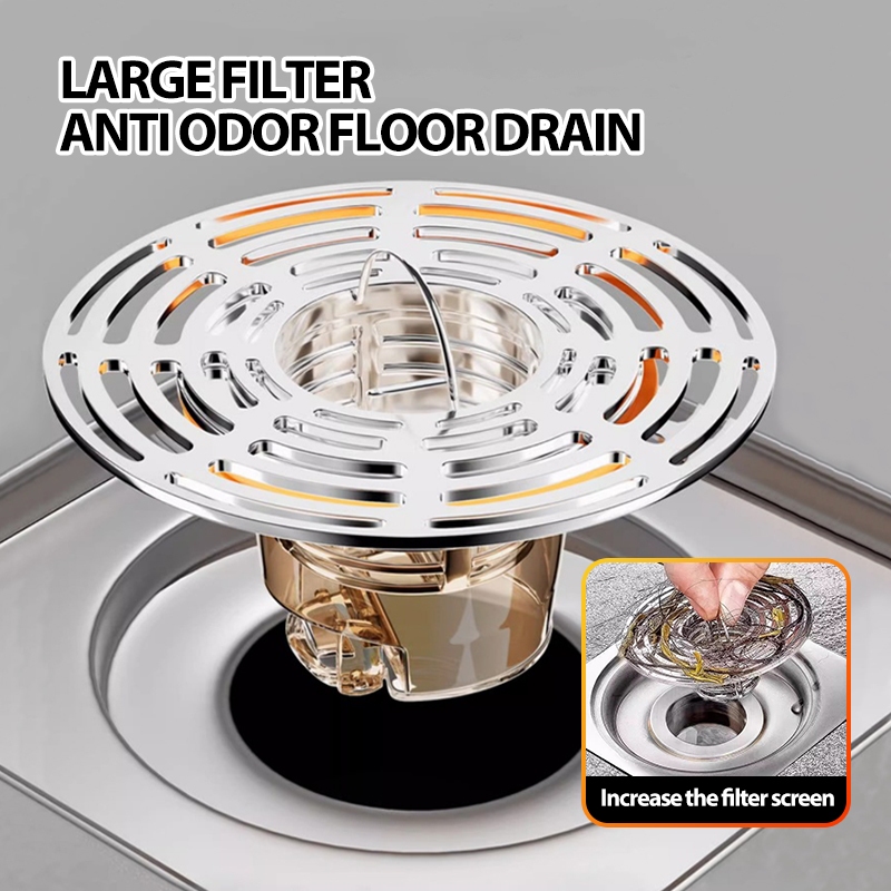 Large Filter Anti Odor Floor Drain Bathroom Floor Drain Stainless Steel ...