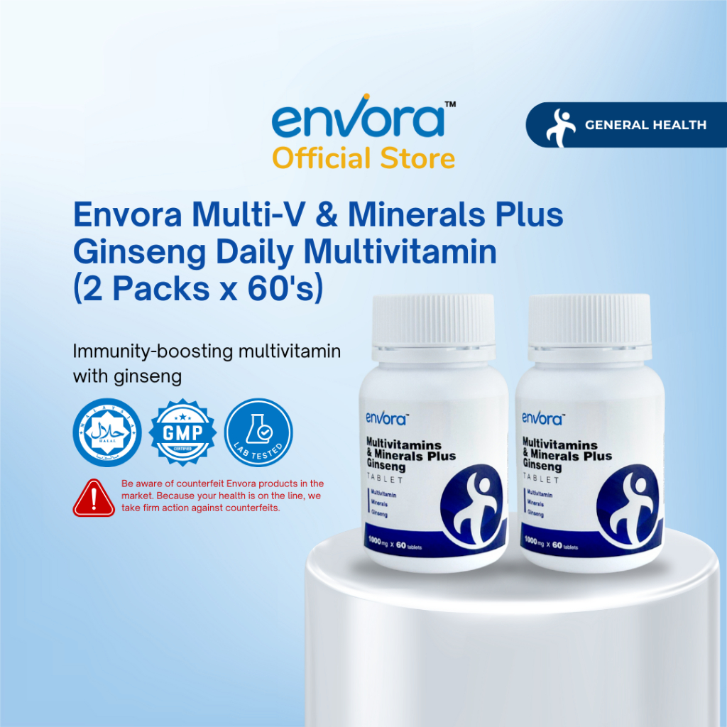 Envora Multi-V & Minerals Plus Ginseng Daily Multivitamin (2 Packs x 60 ...