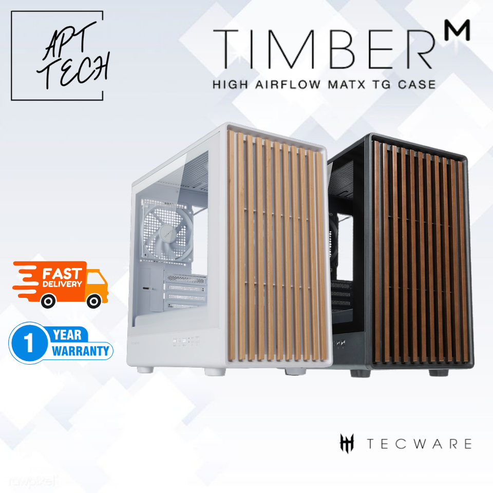 Tecware Timber M Tg Micro Atx Wooden Panel Pc Casing Mid Tower Matx Case Black White