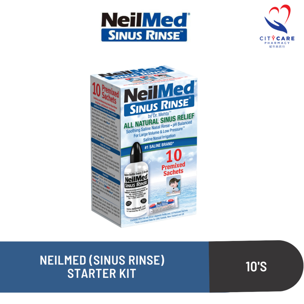 NeilMed Sinus Rinse Starter Kit ( 1 Squeeze Bottle 240ml + 10 Premixed ...