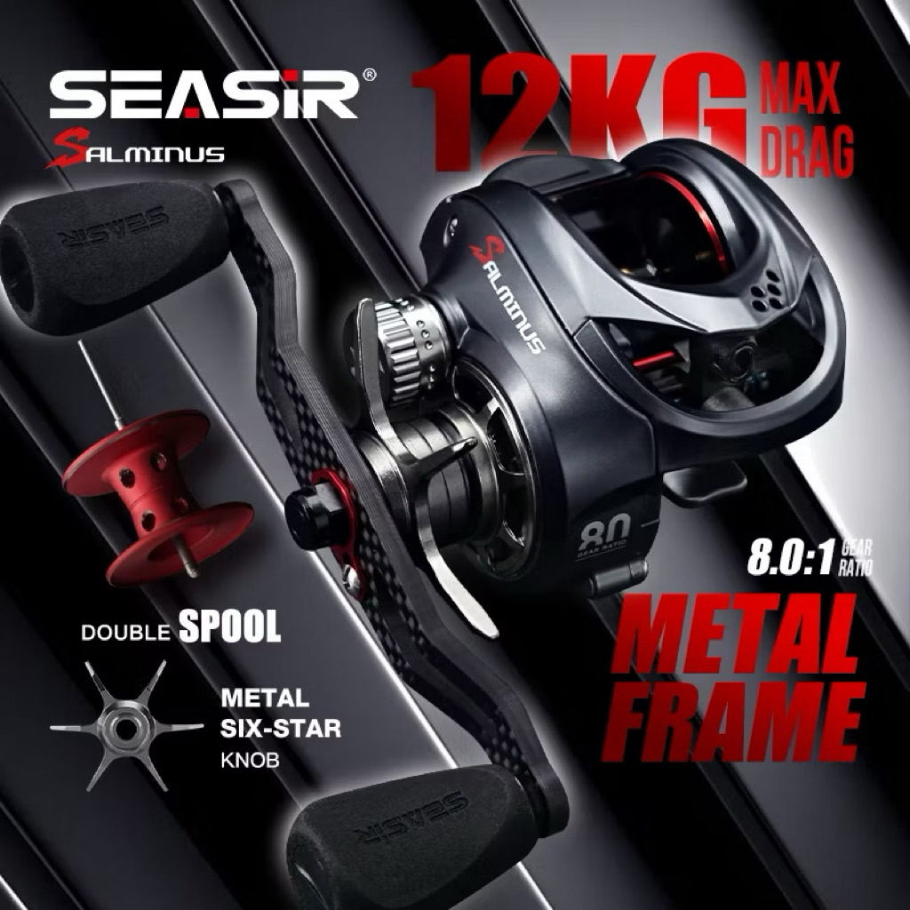 Seasir Salminus Baitcasting Reel Metal Aluminum Frame Two Spools 8.0:1 ...