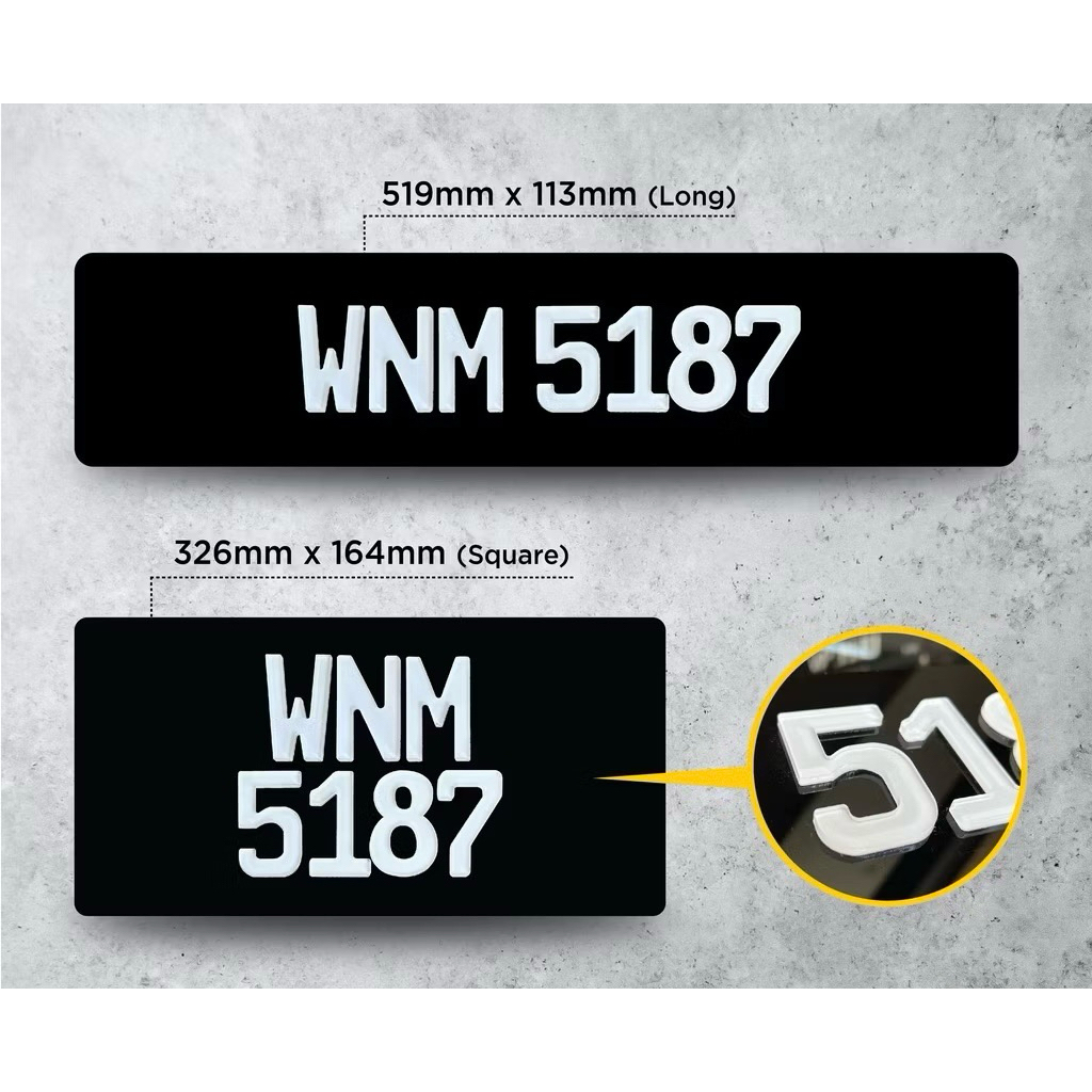 3D Crystal Car Number Plate Nombor Plat Kristal Kereta Timbul Custom ...