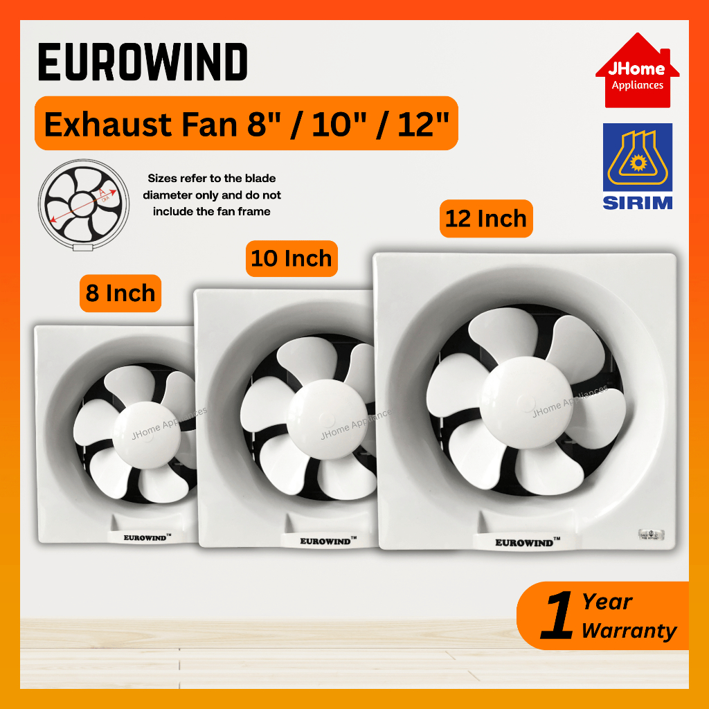 EUROWIND WALL EXHAUST FAN 8" / 10" / 12" KIPAS EKZOS DINDING ...