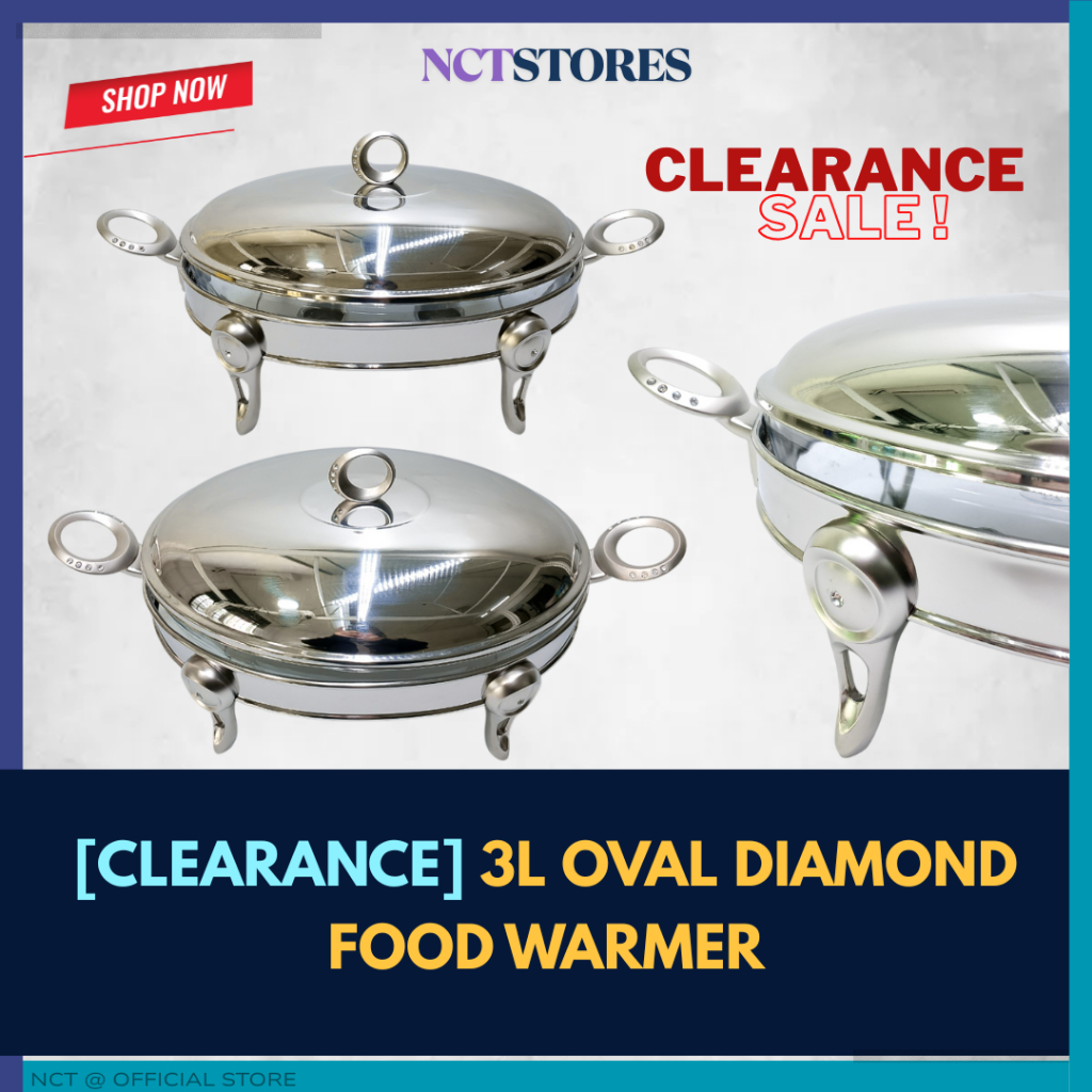 [CLEARANCE] 3L OVAL DIAMOND GLASS WITH 18/10 STAINLESS STEEL FOOD ...