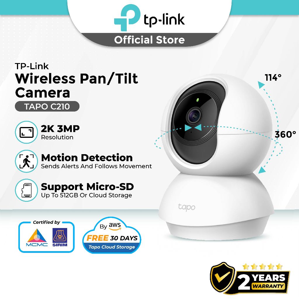 TP-Link Tapo C210 Pan/Tilt AI Motion Detection Indoor Wi-Fi CCTV | Shopee Malaysia