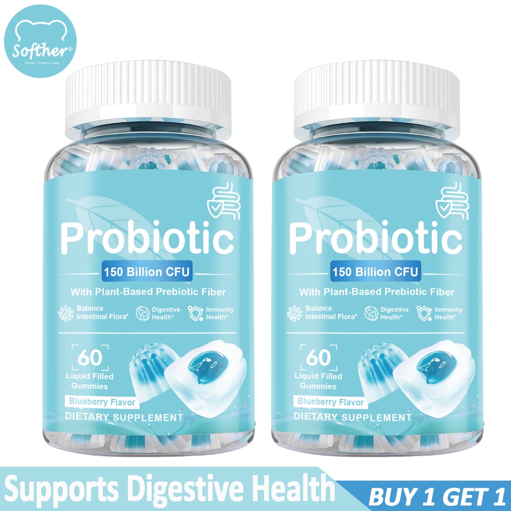Softher Probiotic Gummies with Prebiotic Fiber 150 Billion CFU ...