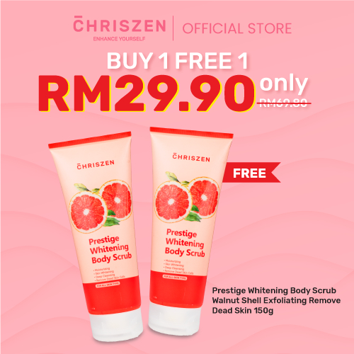 (BUY 1 FREE 1) Chriszen Prestige Whitening Body Scrub 150g Walnut Shell ...