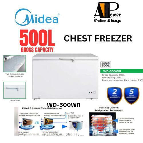 [READY STOCK] Midea WD-500WR Gross Capacity 500L Net 418L Chest Freezer ...