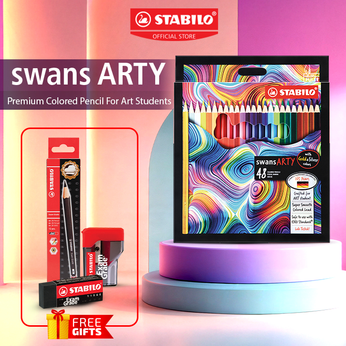 STABILO Swans ARTY Colour Pencil Pensel Warna Pekat Art Kids Stationery Set 12/24/36/48 PCS Alat ...