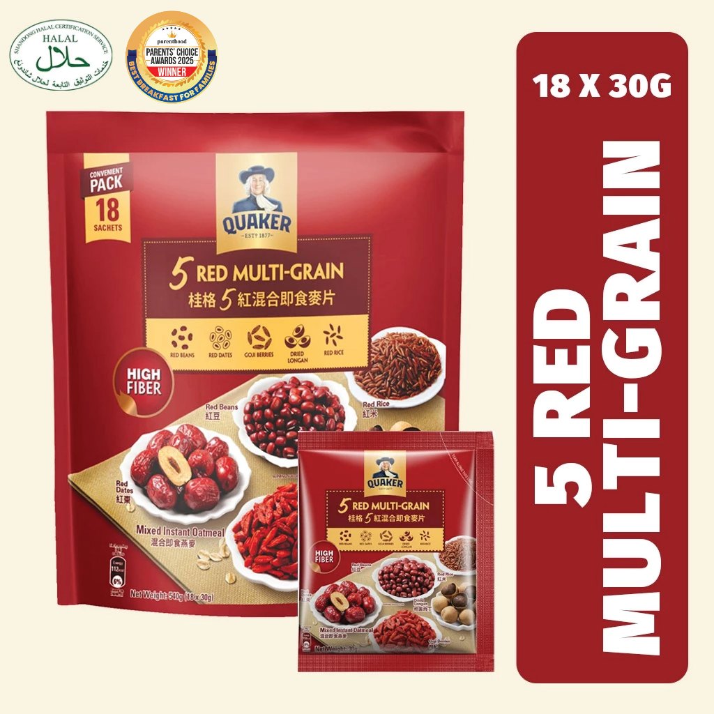 [Sachet] Quaker Five Red Multigrain Mix Oat 30g x 18s 桂格五（5）红混合即食燕麦片 ...