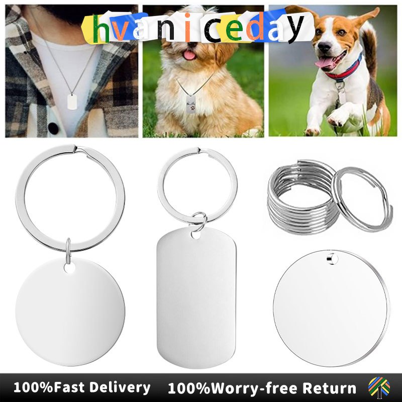 20Pcs Stainless Steel Blank ID Dog Tag Blank Keychain Military Dog Tag ...