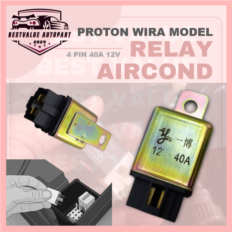 METAL RELAY AIRCOND & FAN TAIWAN 4 PIN 40A 12V PROTON WIRA RELAY ...