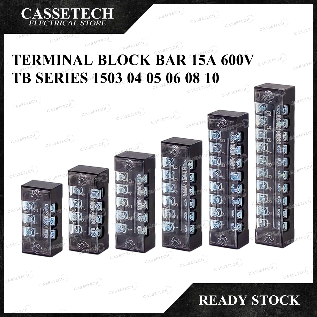 TB15 TERMINAL BLOCK CABLE WIRE CONNECTOR 15A 600V DIN RAIL MOUNT 1503 ...