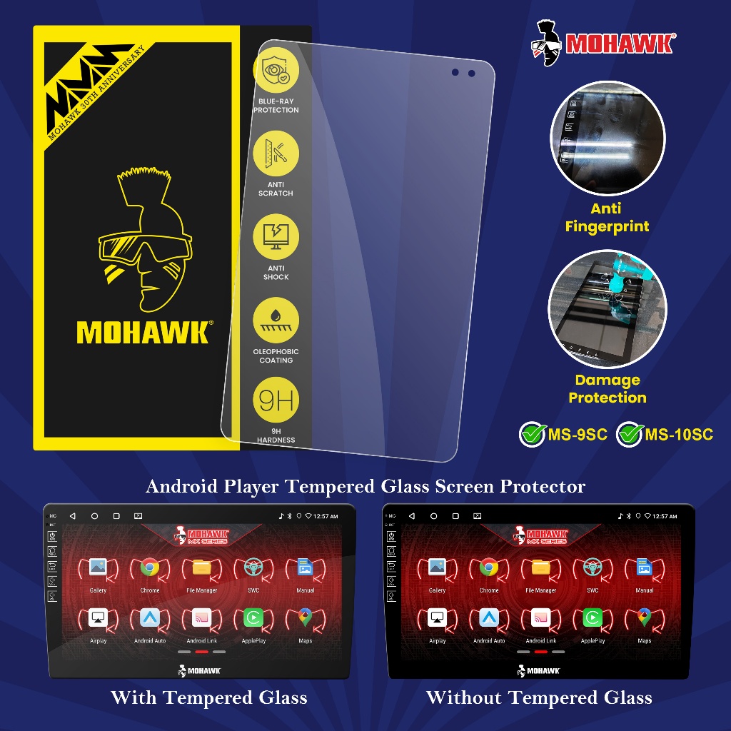 MOHAWK Android Player Tempered Glass Screen Protector (9"/10") | Shopee ...