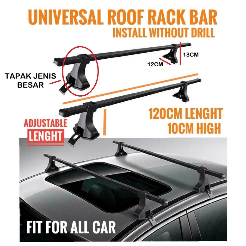 Car Roof Rack Cross Bar Rooftop Carrier Bracket Luggage Bicycle Bumbung ...