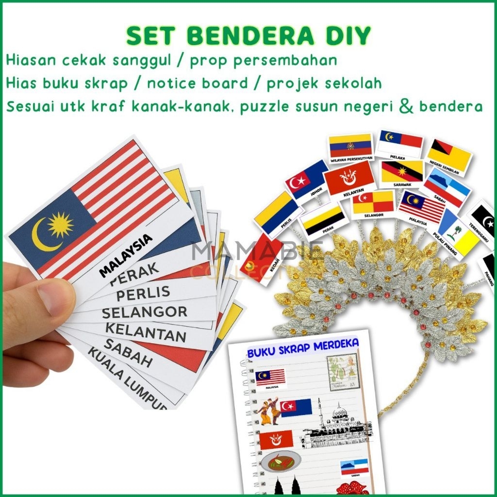 DIY Bendera Negeri Malaysia Wilayah (18pcs) hiasan cekak / scrapbook ...