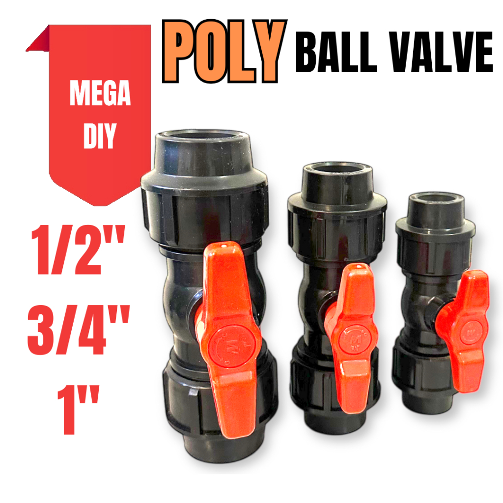 POLY Ball Valve Poly Pipe Connector 1/2" / 3/4" / 1" Compression Ball ...