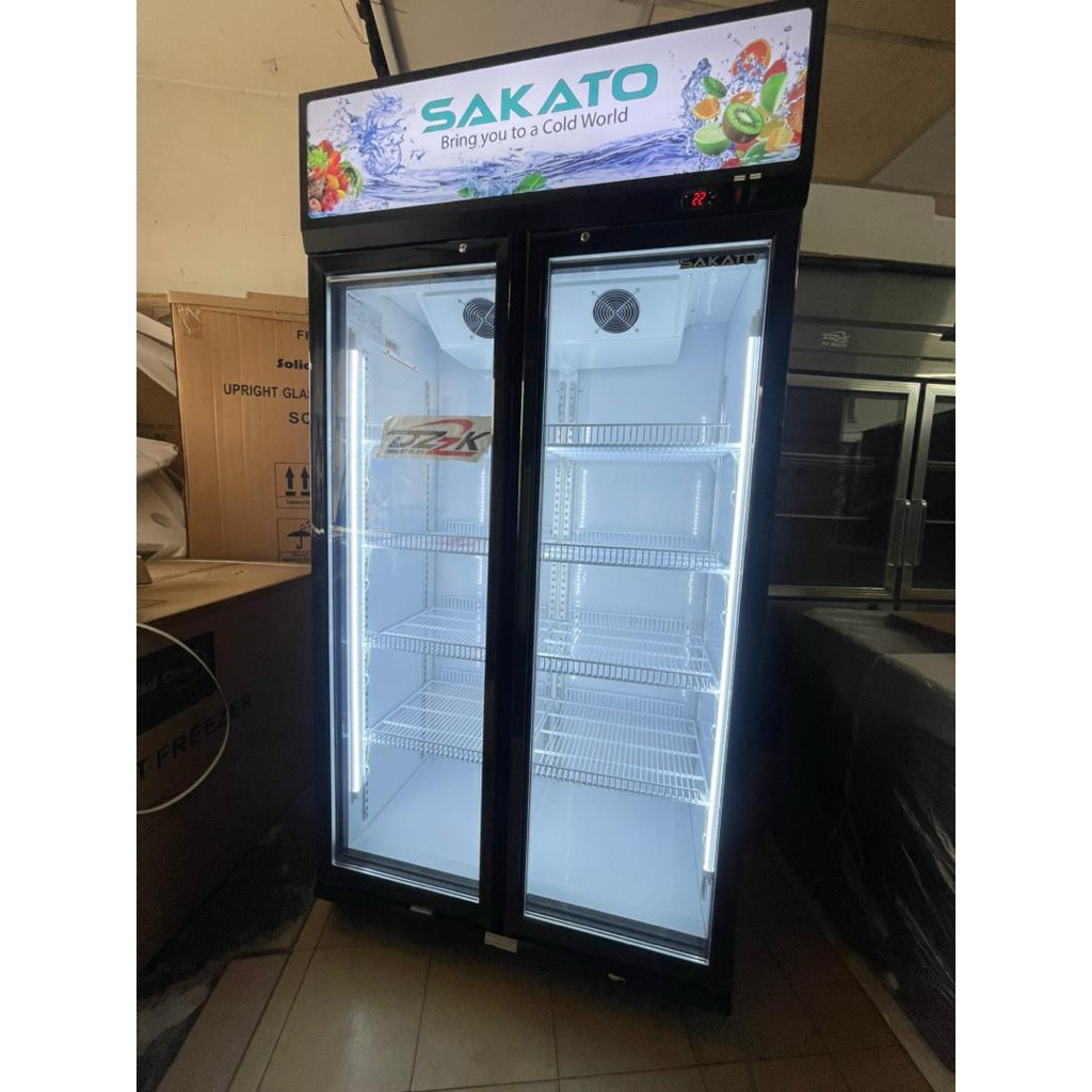 NEW-SAKATO 2 DOORS 800L CHILLER Cake, Sayur, Minuman dan Bunga (Glass ...