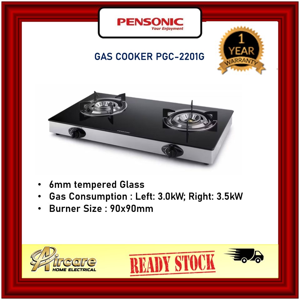 Pensonic 2 Burners Slim Tempered Glass Table Top Gas Cooker Dapur Gas ...