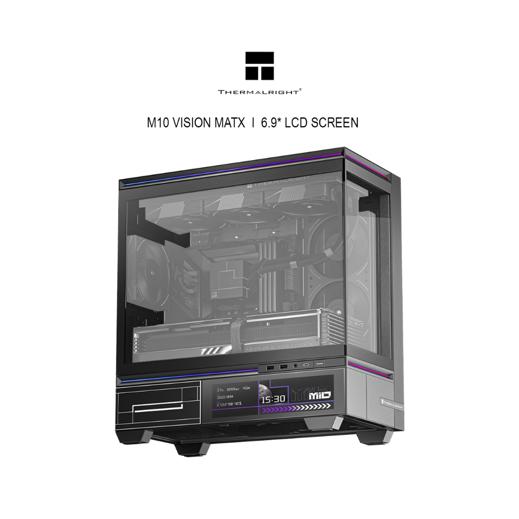 Thermalright M10 VISION MATX/ITX BLACK 6.9" LCD SCREEN Chasis with ...