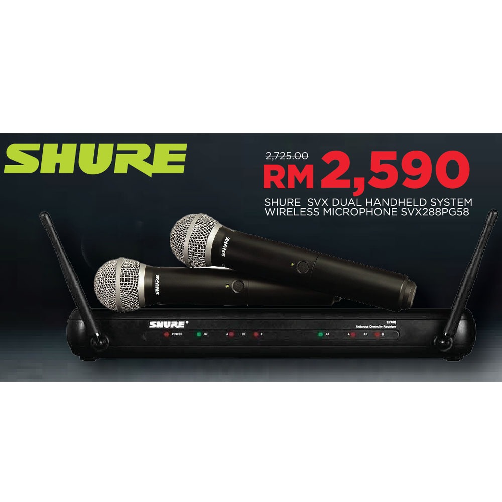 Merdeka Sale 2025 - SHURE SVX DUAL HANDHELD SYSTEM WIRELESS MICROPHONE ...