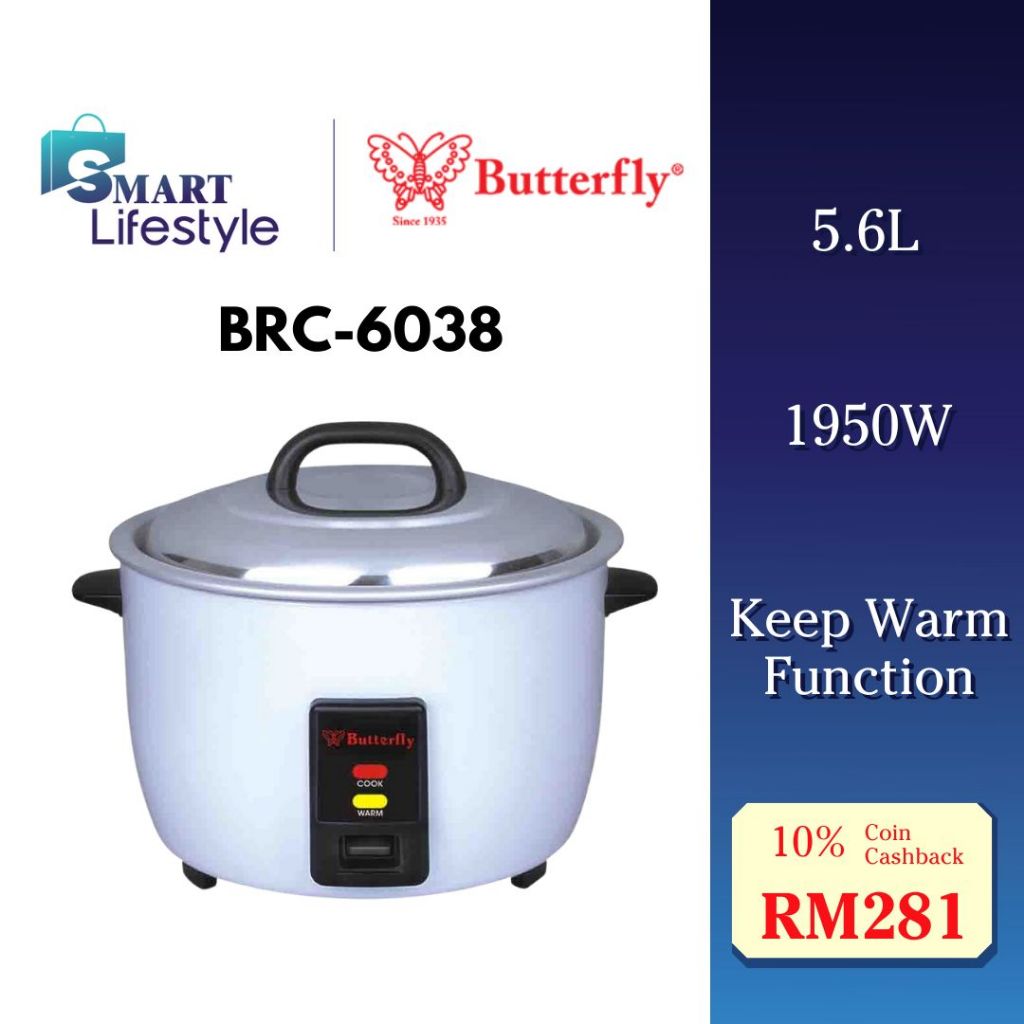 Butterfly Electric Rice Cooker (5.6L) BRC-6038 / Pensonic Rice Cooker ...