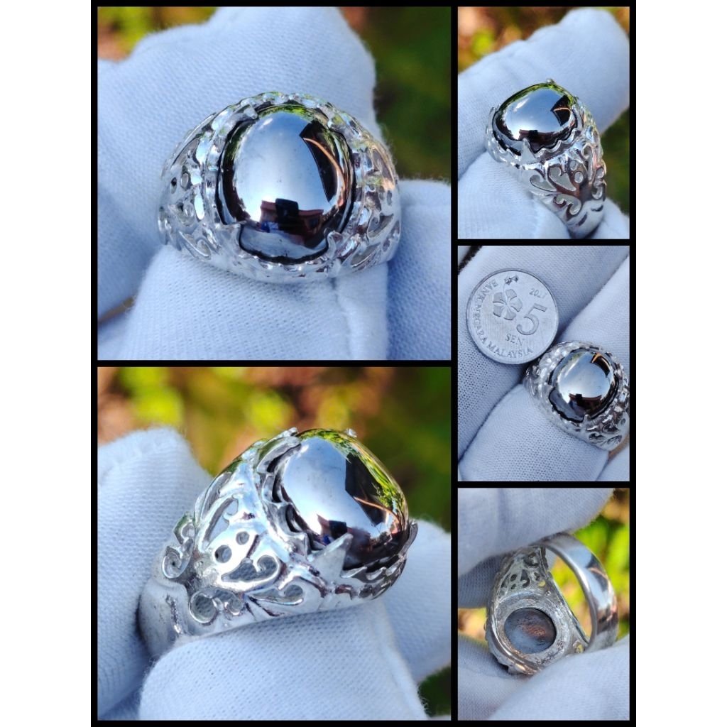 Natural besi towo asli silver kerawang tebal ring | Shopee Malaysia