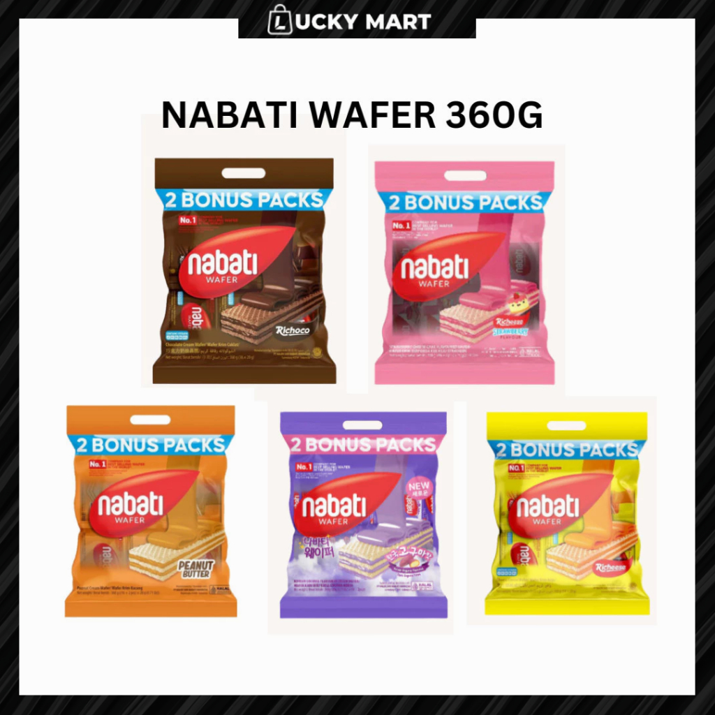 Nabati Wafer Richoco / Peanut / Richeese / Strawberry / Goguma 360g (18 ...
