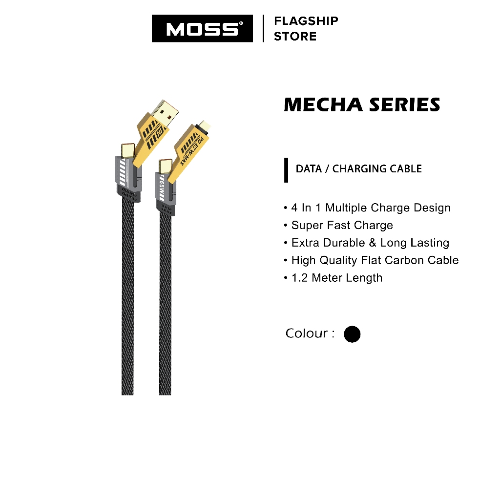 MOSS Mecha Series 4 In 1 Fast Charger Charging Cable Data Type C (PD ...