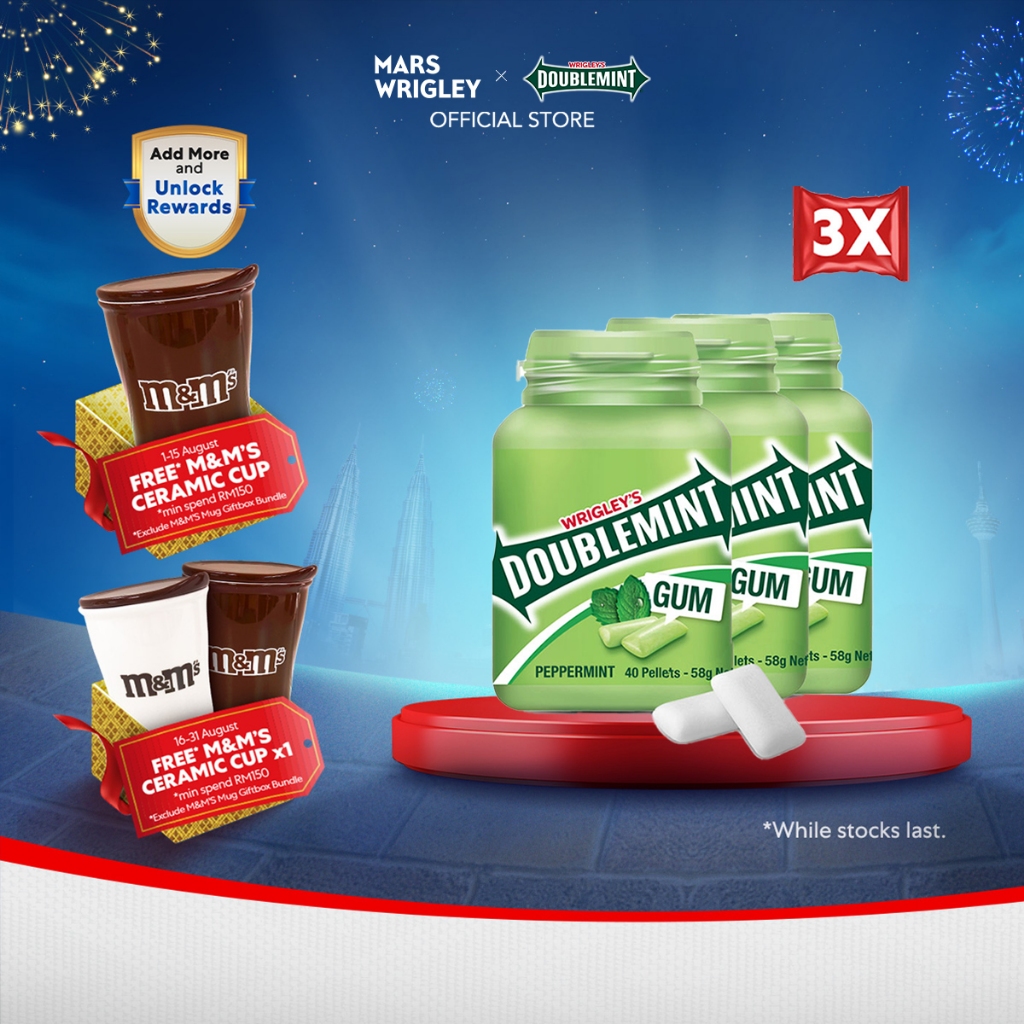 [Bundle of 3] Doublemint Peppermint Bottle Gum / Chewing | Shopee Malaysia