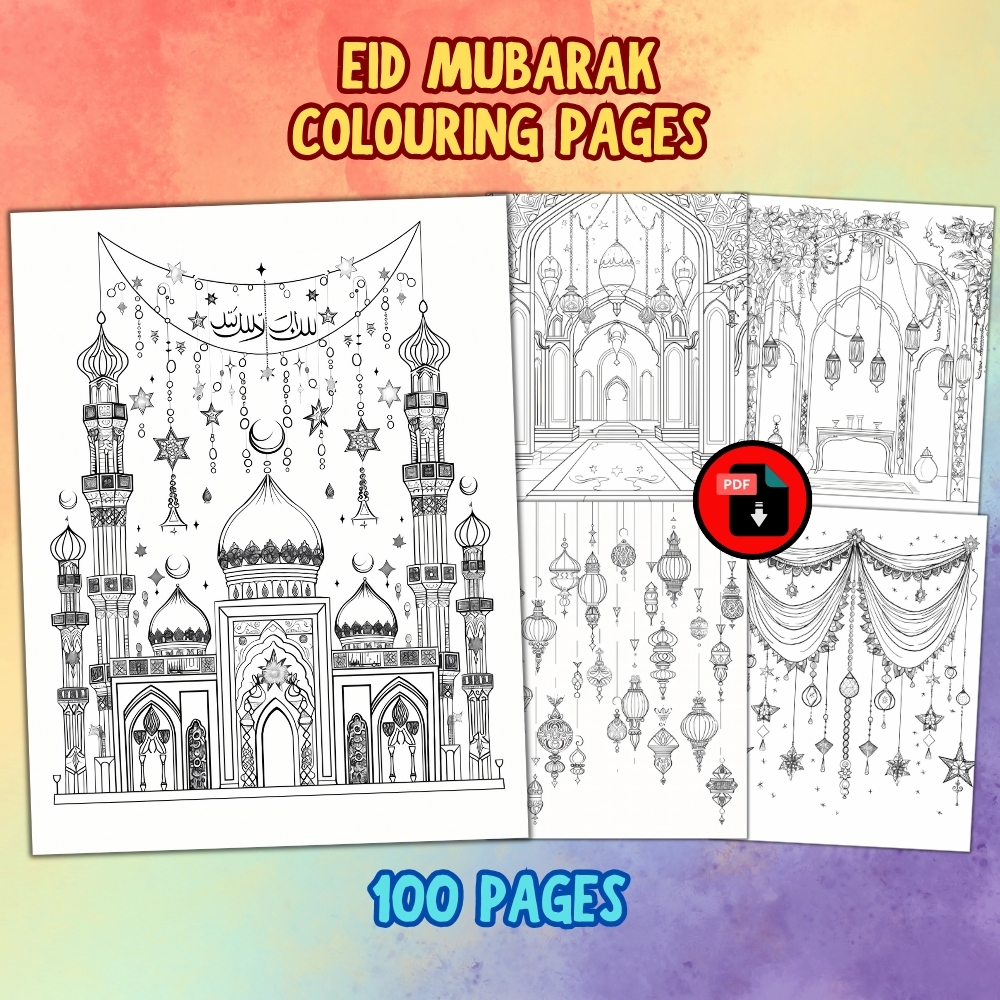 [PDF] 100 Eid Mubarak Colouring Pages for Adults/Kids | Shopee Malaysia