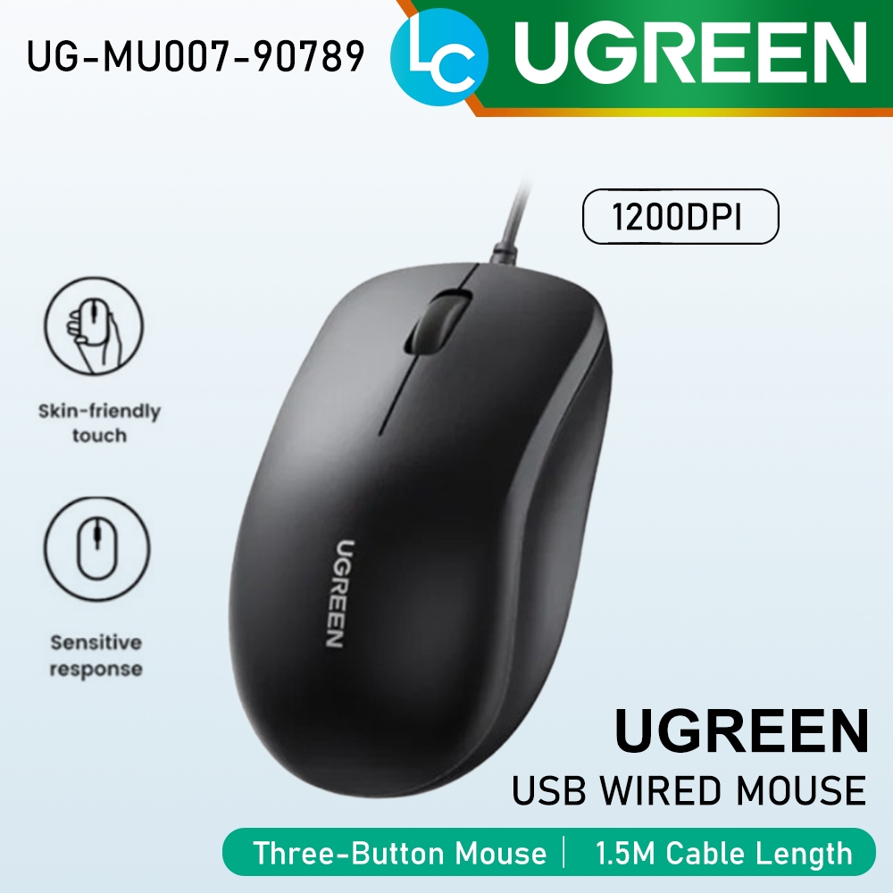 UGREEN Wired Mouse USB Mouse 1200 DPI Ergonomic Mouse Wire Mice Plug ...