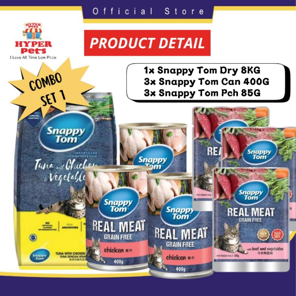 SNAPPY TOM COMBO SET (2) (Refer description) - Kibble 8kg + Can 400g ...