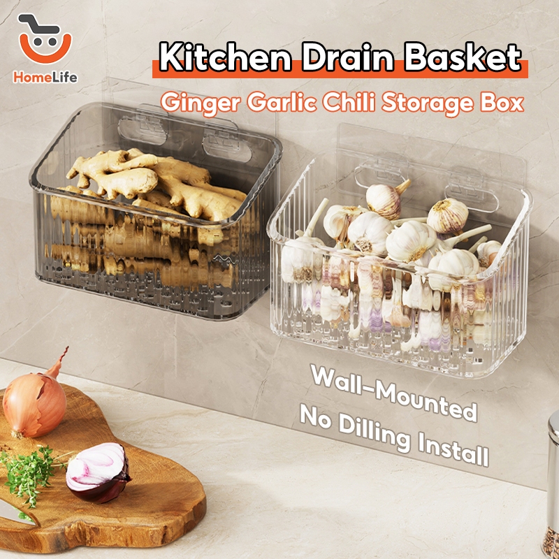 Bekas Bawang Kitchen Onion Rack Onion Ginger Garlic Storage Box Wall ...