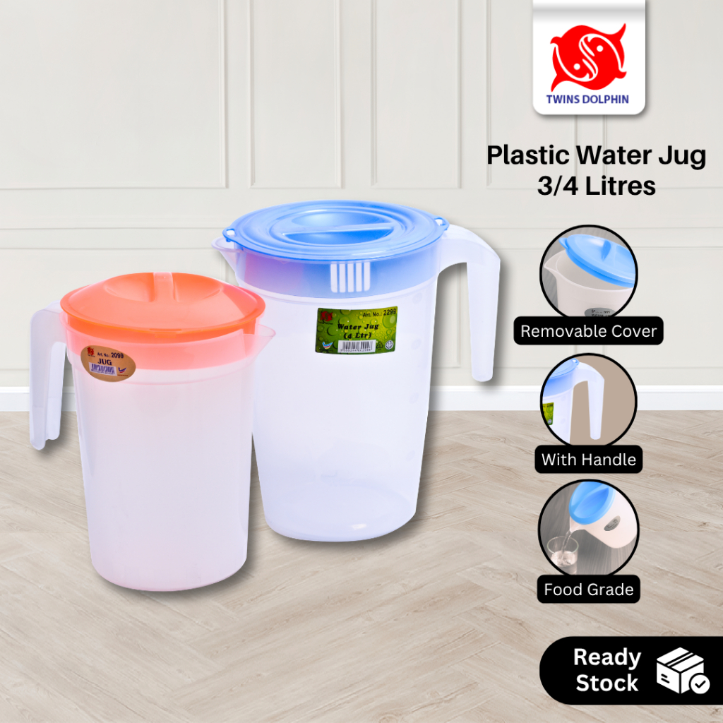 Twins Dolphin Plastic Water Jug 3Litres 4 Litres Jag Air Plastik Juice ...