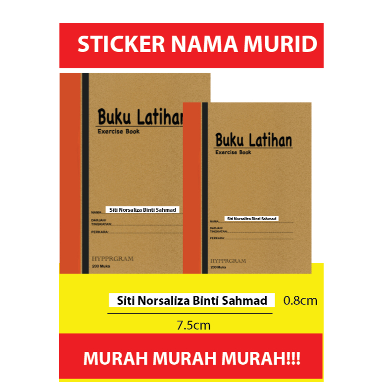Label Sticker Nama Murid Sekolah sesuai Buku Botol Pensel | Kalis Air ...