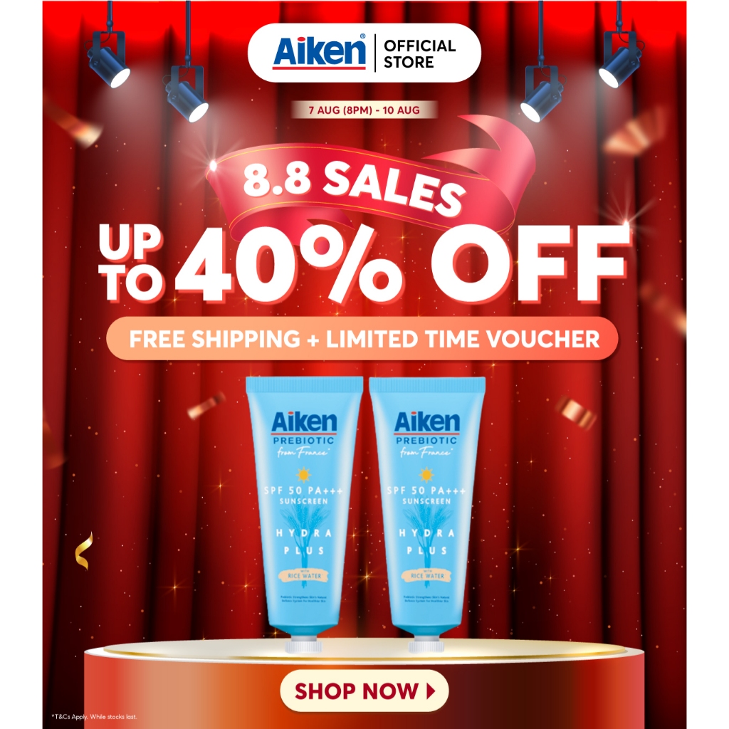 Aiken Prebiotic Sunscreen SPF50 PA+++ 25g x2 | Sun Protection UVA UVB ...