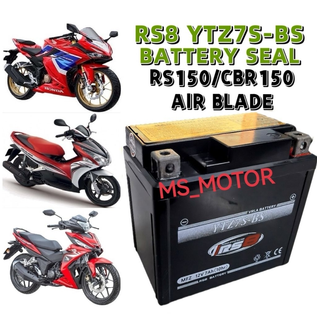 BATTERY RS8 SCP RS150 CBR150 AIR BLADE BATERI VRLA SEAL YTZ7S-BS RSX150 ...