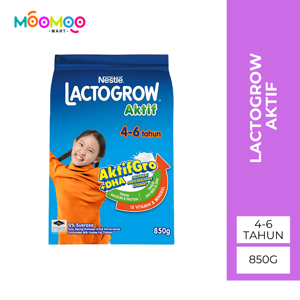 LACTOGROW AKTIF / AktifGro + DHA / Susu Tepung Rumusan / 4-6 Tahun ...